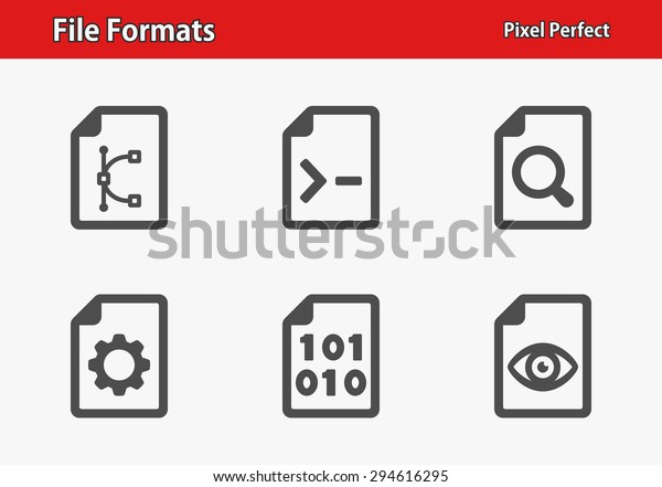 File Formats Icons Professional Pixel Perfect Stock Vector (Royalty ...