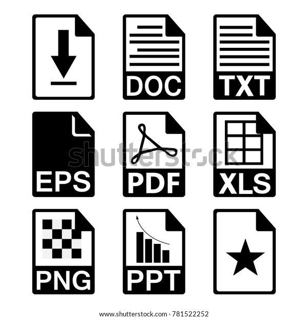 File Formats Icons Professional Pixel Perfect Stock Vector (Royalty ...