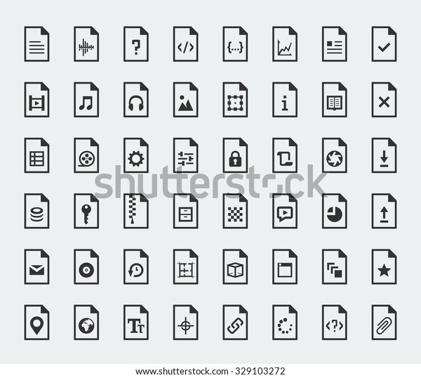File Formats Types Vector Icon Set Stock Vector Royalty Free 329103272 Shutterstock