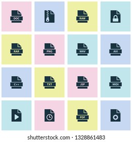 File Icons Set Directory Temporary Format Stock Vector (Royalty Free ...