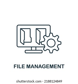 File Management Icon Monochrome Simple Line Stock Vector (Royalty Free ...