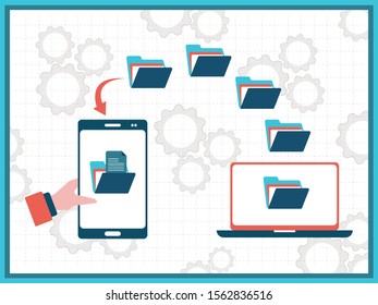 File Transfer Picture Two Monitors Folders Stock Vector (Royalty Free ...