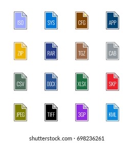 Simple Flat Style File Type Extensions Stock Vector (Royalty Free ...