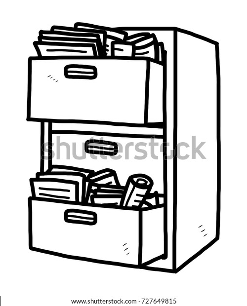 files drawer / cartoon vector and illustration, black and white, hand ...
