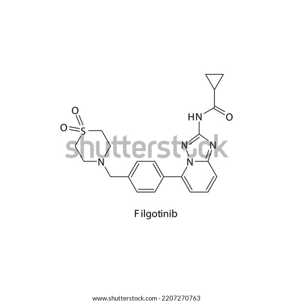 Filgotinib Molecule Flat Skeletal Structure Tyrosine: เวกเตอร์สต็อก ...
