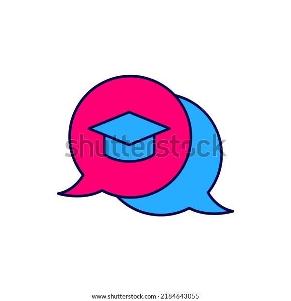 Filled Outline Graduation Cap Speech Bubble Stock Vector (Royalty Free ...
