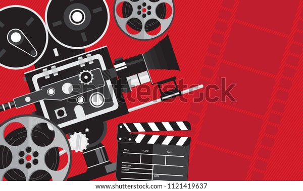 Film Background Camera Red Color Stock Vector (Royalty Free) 1121419637 ...