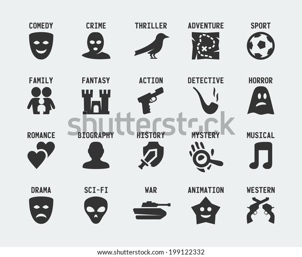 Film Genres Vector Icon Set Stock Vector (Royalty Free) 199122332