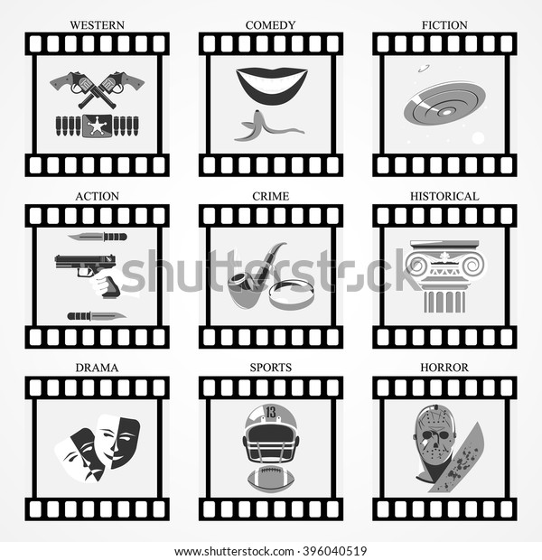 Film Genres Vector Icon Set Movie Stock Vector (Royalty Free) 396040519