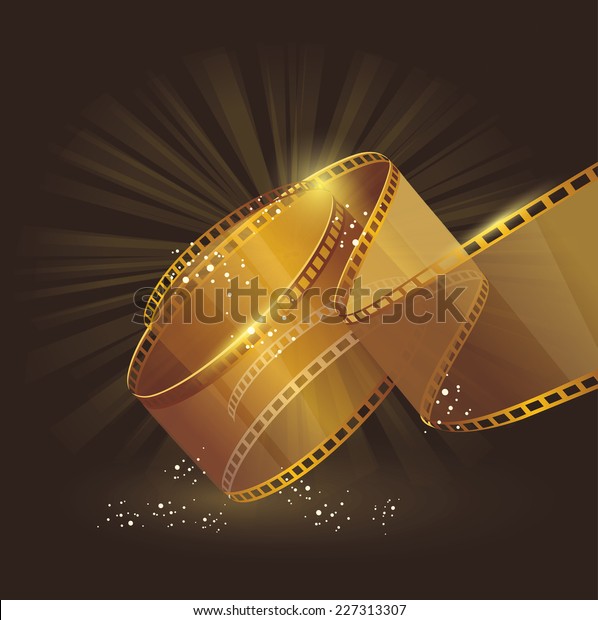 Film Strip Roll Gold Vector Cinema Stock Vector (Royalty Free) 227313307