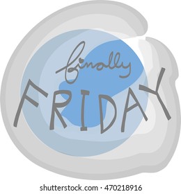 Finally Friday Word Illustration On Watercolor Stock Vector (Royalty ...