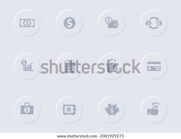 Finance Gray Vector Icons On Round Stock Vector (Royalty Free ...