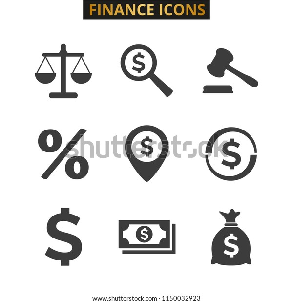 Finance Icons Set On White Background Stock Vector (Royalty Free ...