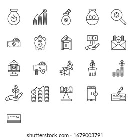 Finance Line Art Icon Set Vector Stock Vector (Royalty Free) 1679003791 ...