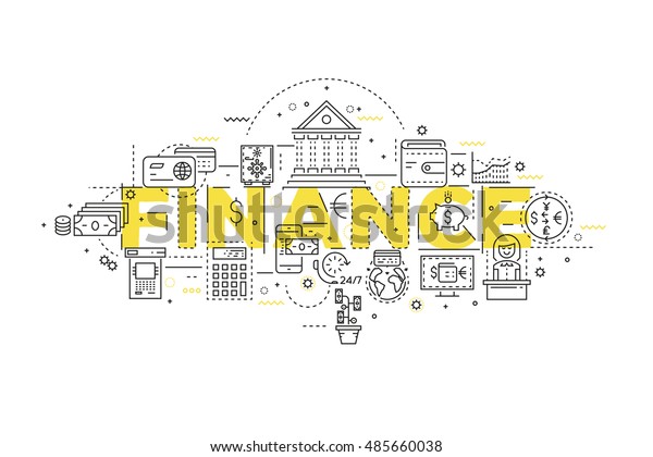 Finance Linear Design Yellow Title Monochrome Stock Vector (Royalty ...