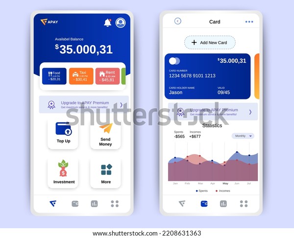 Finance Mobile Banking App Ui Ux Stock Vector (Royalty Free) 2208631363 ...