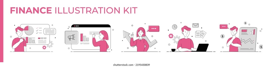 Finance Vector Illustration Kit Admin Dashboard Stock Vector (Royalty ...