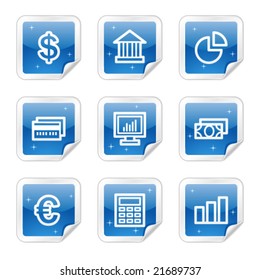 Finance Web Icons Blue Glossy Sticker Stock Vector (Royalty Free ...