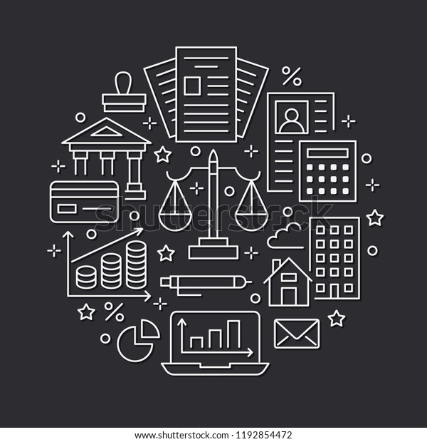 Financial Accounting Circle Poster Flat Line Stock Vector (Royalty Free ...
