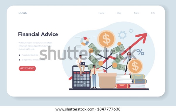 Financial Analyst Consultant Web Banner Landing Stock Vector (Royalty ...