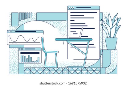 Financial Analyst Workplace Outline Vector Illustration Stock Vector ...