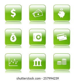 Financial Banking Square Vector Green Icon Stock Vector (Royalty Free ...