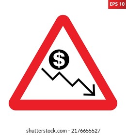 Financial Crisis Warning Sign Vector Illustration Stock Vector (Royalty ...