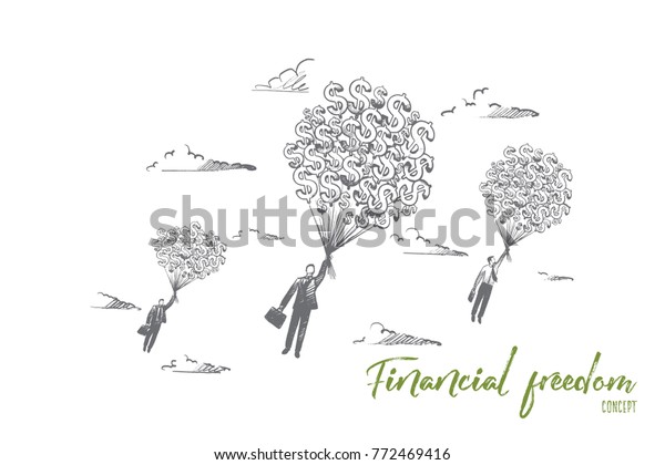 Financial Freedom Concept Hand Drawn Businessmen Stock Vector (Royalty ...
