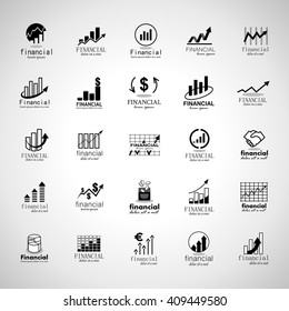 Financial Icons Setisolated On Gray Backgroundvector Stock Vector ...