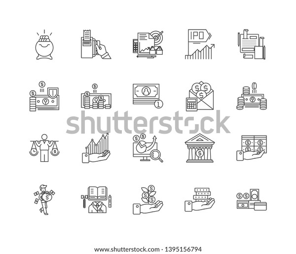 Financial Line Icons Signs Vector Set Stock Vector (Royalty Free ...