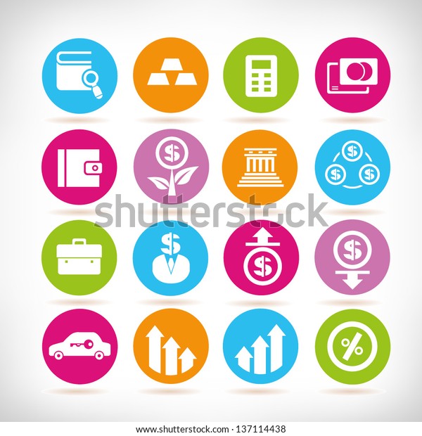 financial management icon set, app icons