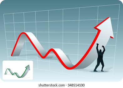 Financial Recoveryvariations Line Graph Man Raising Stock Vector ...