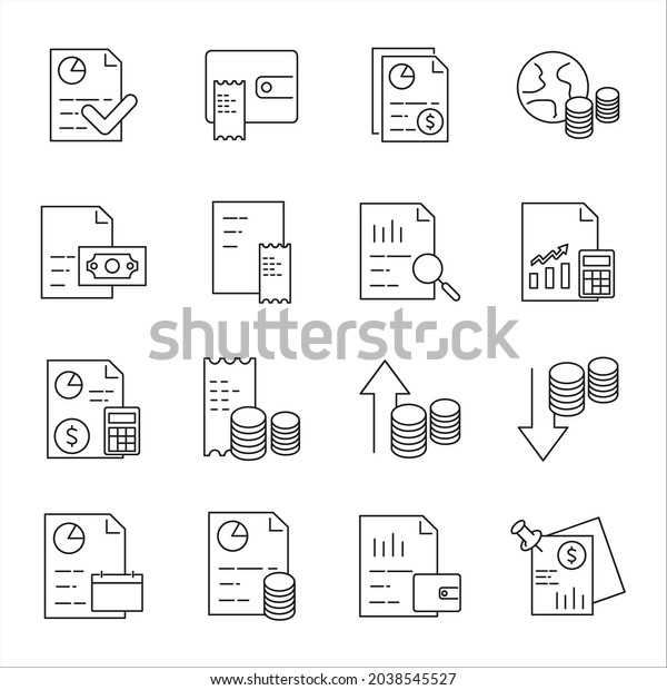 Financial Report Icons Set Financial Report Stock Vector (Royalty Free ...