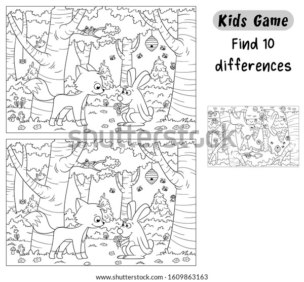 Find 10 Differences Funny Cartoon Game Stock Vector (Royalty Free ...