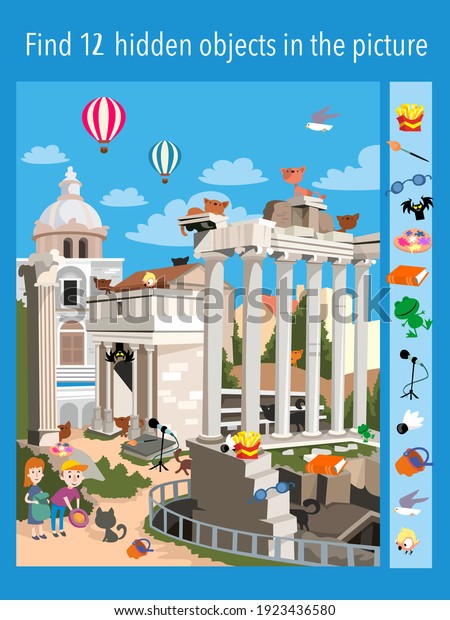 Find 12 Objects Picture Children Feed Stock Vector (Royalty Free ...