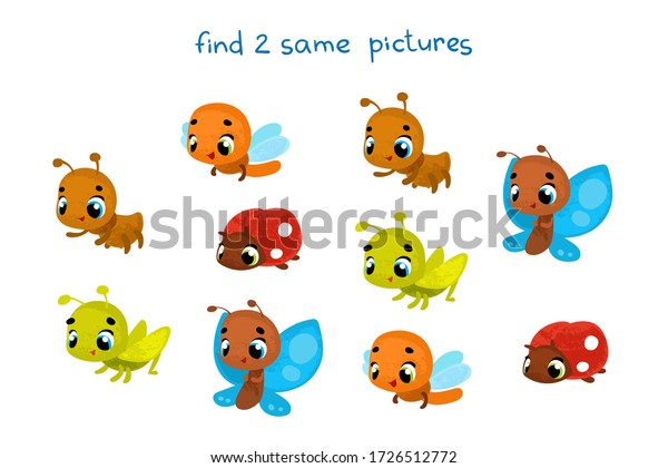 Find 2 Same Pictures Educational Game Stock Vector (Royalty Free ...