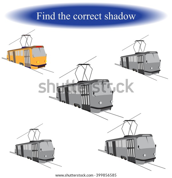 Find Correct Shadow Children Tram Vector Stock Vector (Royalty Free ...