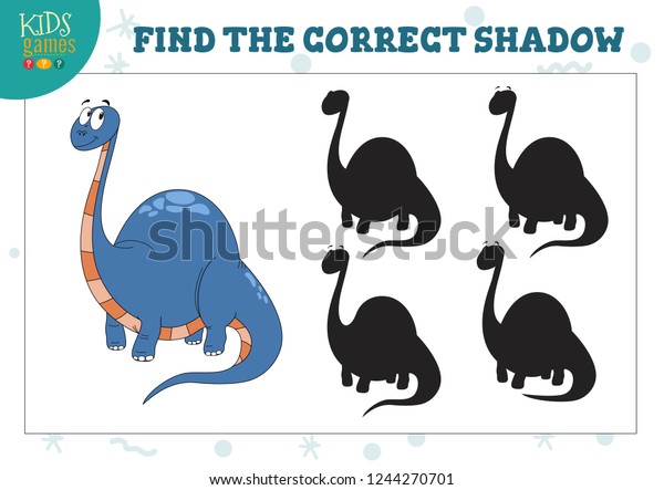 Find Correct Shadow Cute Dinosaur Educational Stock Vector (Royalty ...