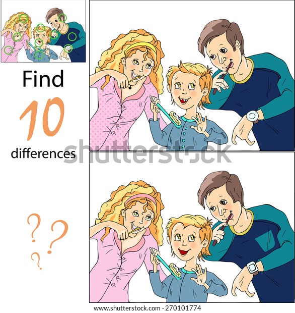 Find Differences Family Three Morning Brushing Stock Vector (Royalty ...