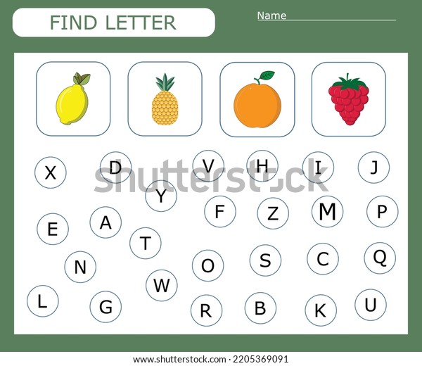 Find First Letter Match Picture Game Stock Vector (Royalty Free ...