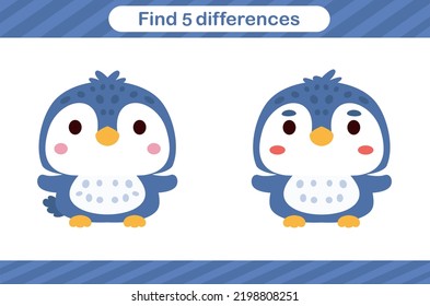 Find Five Differences Animal Education Game Stock Vector (Royalty Free ...