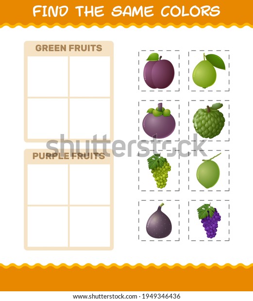 Find Same Colors Fruits Searching Matching Stock Vector (Royalty Free ...