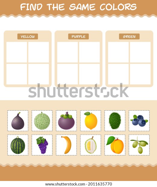 Find Same Colors Fruits Searching Matching Stock Vector (Royalty Free ...