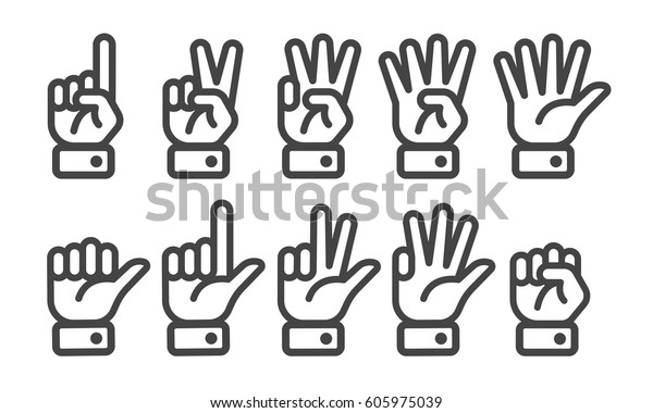 Finger Counting Line Icon Stock Vector (Royalty Free) 605975039