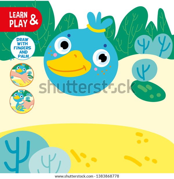 Finger Drawing Game Duck Sample Worksheet Stock Vector (Royalty Free ...