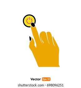 Finger Hand Pressing Power Button Stock Vector (Royalty Free) 698096251 ...