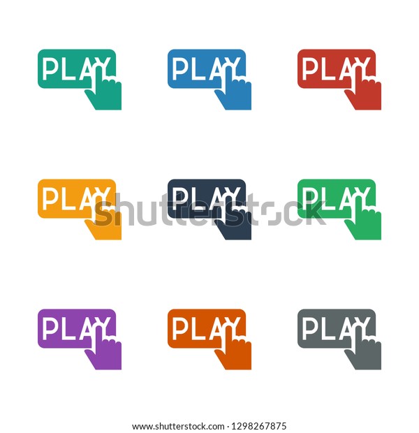Finger Pressing Play Button Icon White Stock Vector (Royalty Free ...