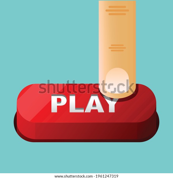 Finger Pressing Play Button Isolated On Stock Vector (Royalty Free ...
