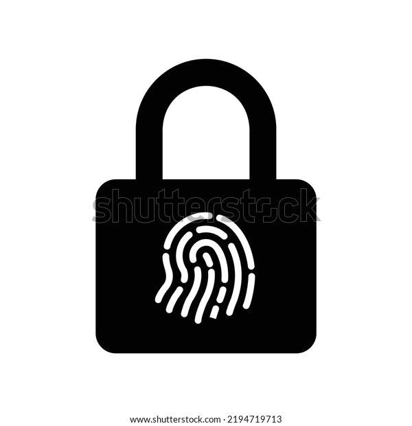 Finger Print Padlock Icon Black Solid Stock Vector (Royalty Free ...