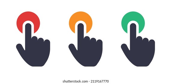 Finger Push Button Icon Hand Pointing Stock Vector (Royalty Free ...